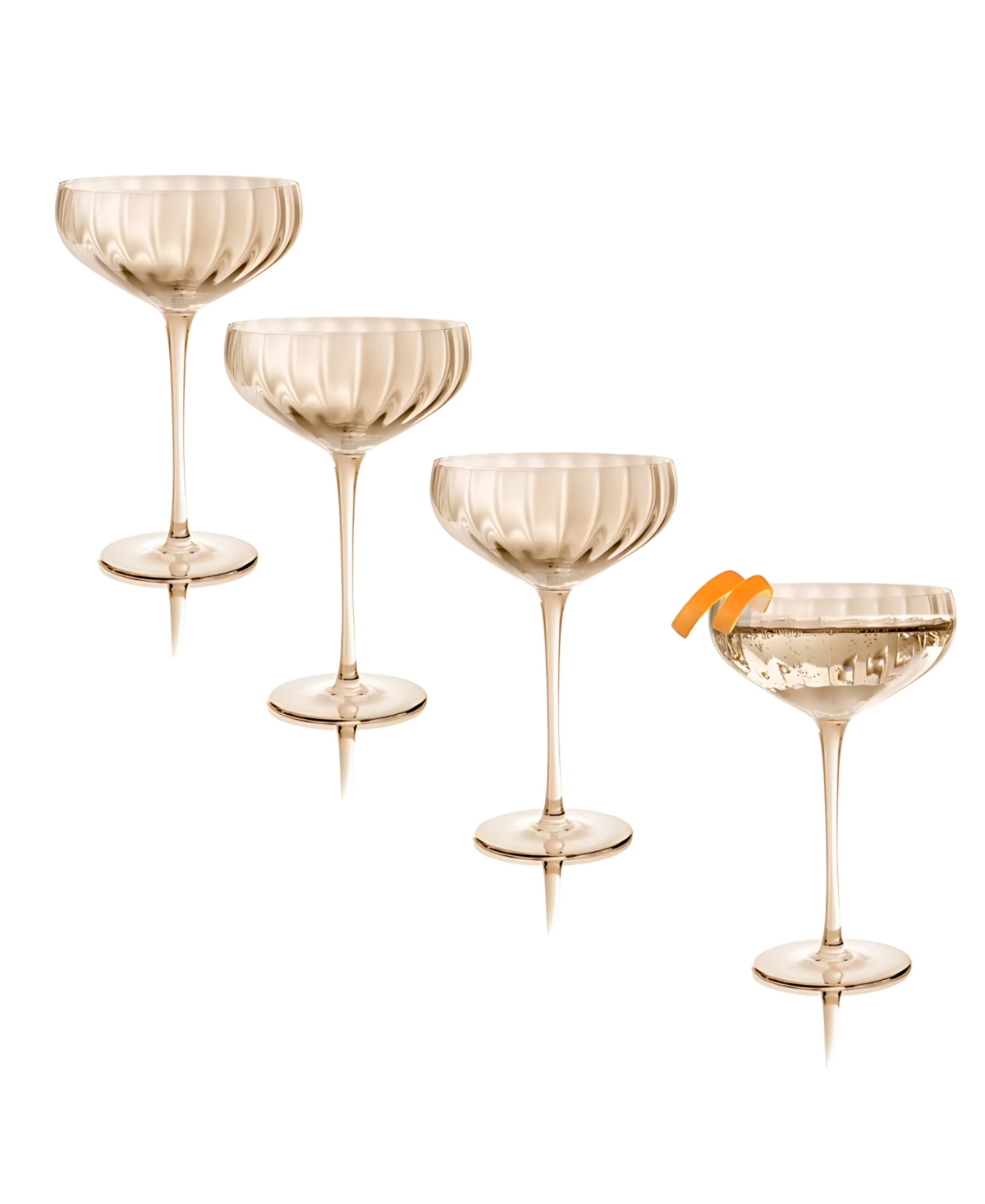 Click here for Qualia Glass Modern Coupe Glasses  Set of 4 - Ambe... prices