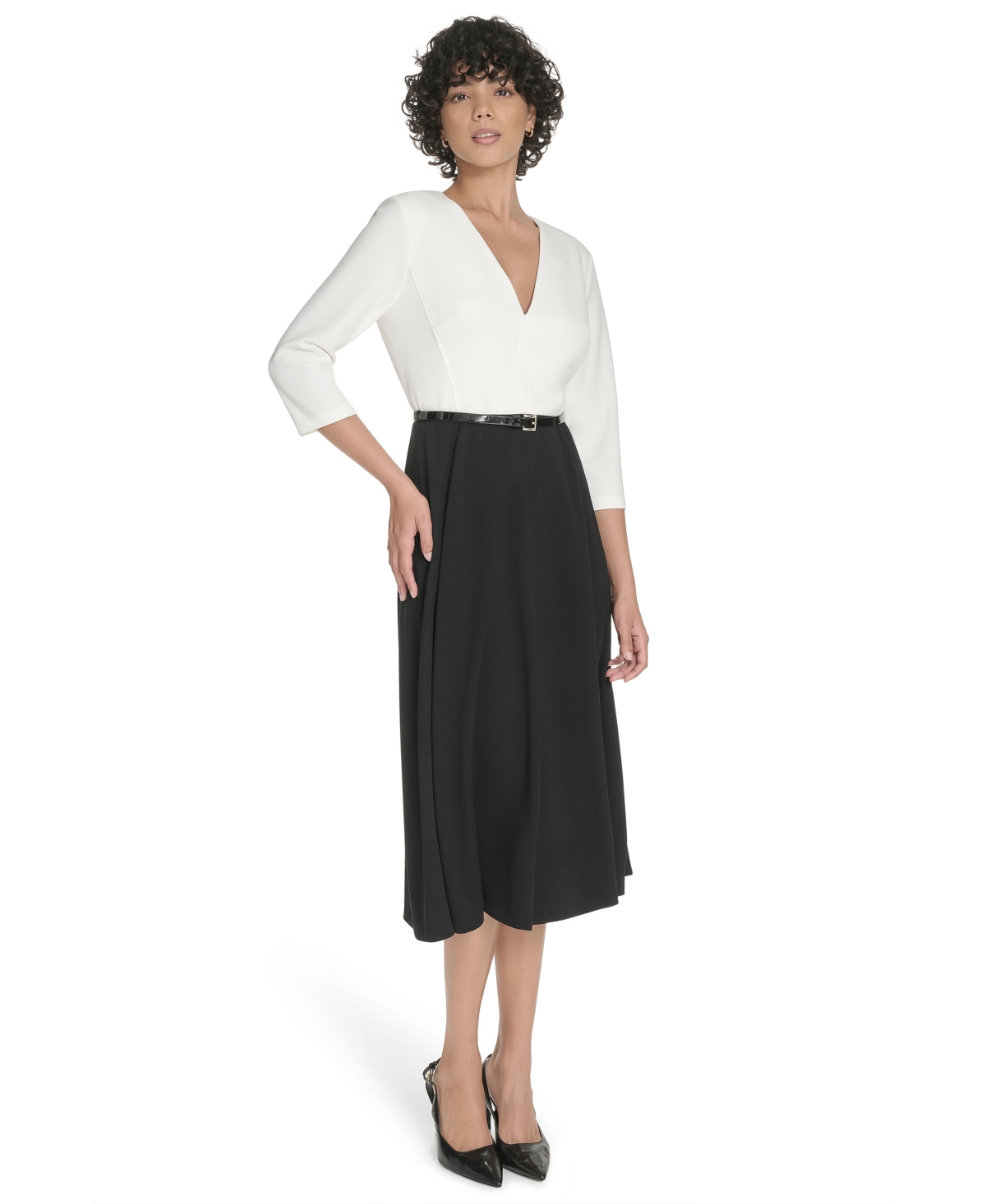 Click here for Tommy Hilfiger Womens 3/4-Sleeve V-Neck Midi Dress... prices