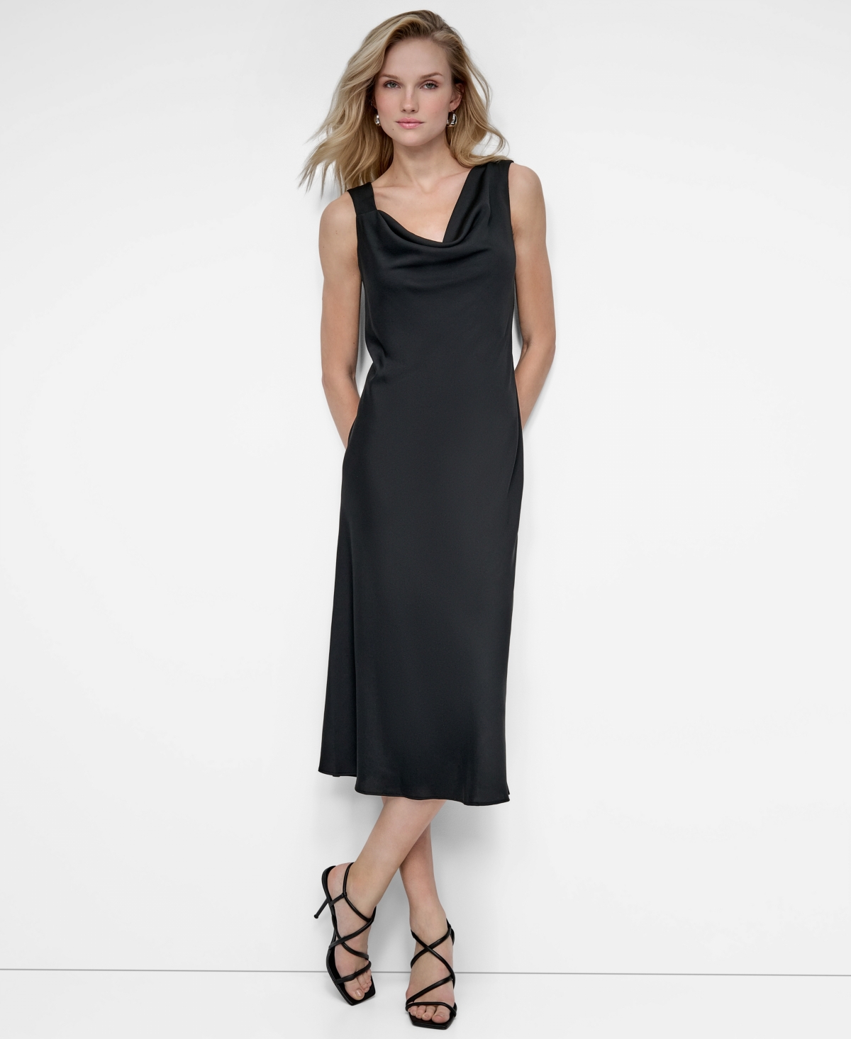 Click here for Dkny Womens Sleeveless Cowl Neck Satin Midi Slip D... prices