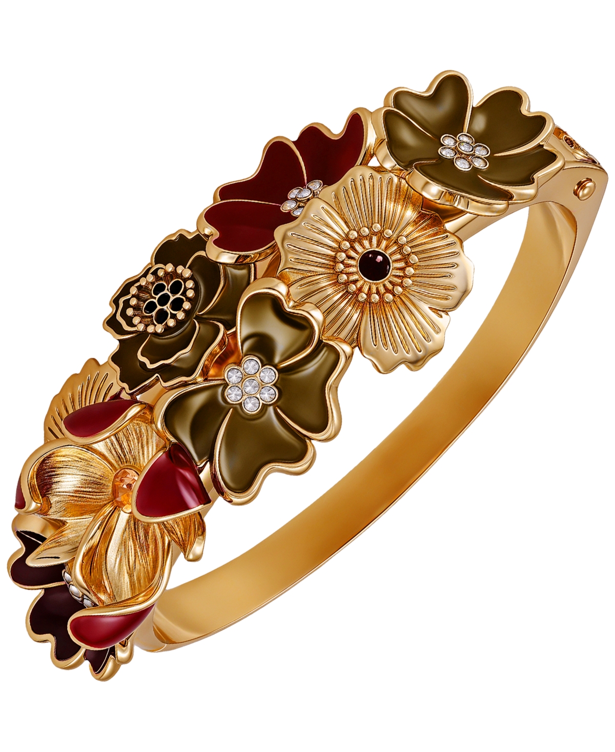 Click here for Guess Gold-Tone Multi Floral Enamel Crystal Bangle... prices