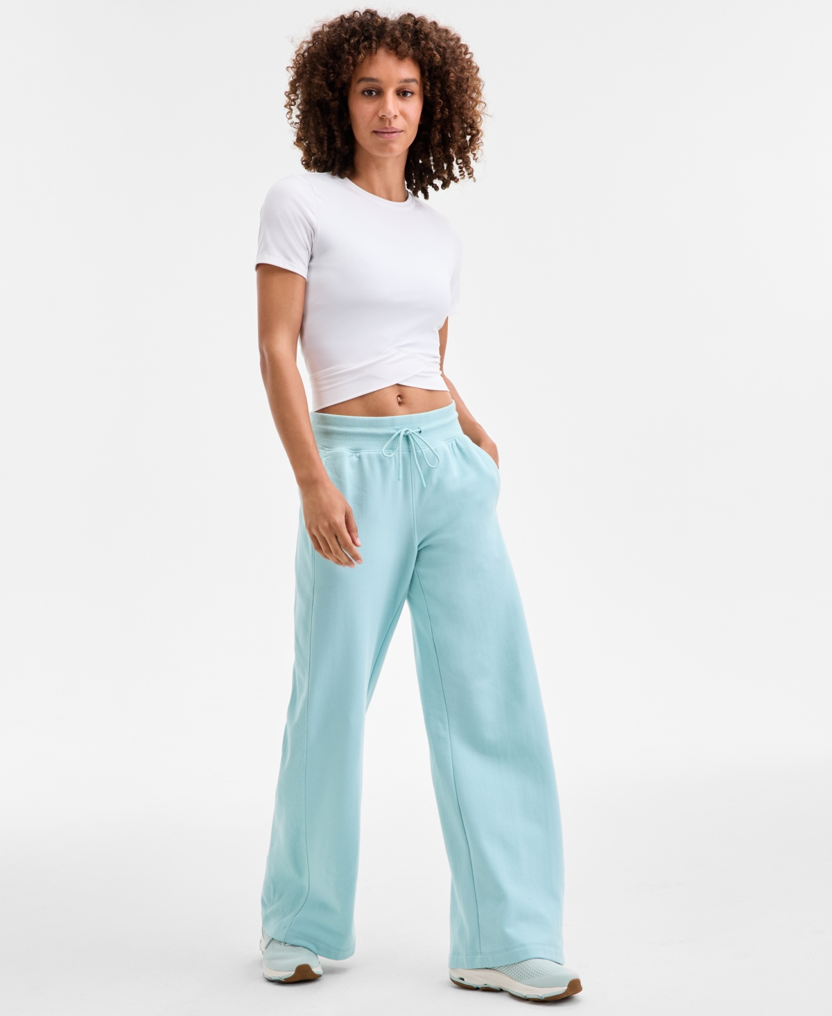 Click here for Id Ideology Womens Relaxed High-Rise Flare-Leg Fle... prices