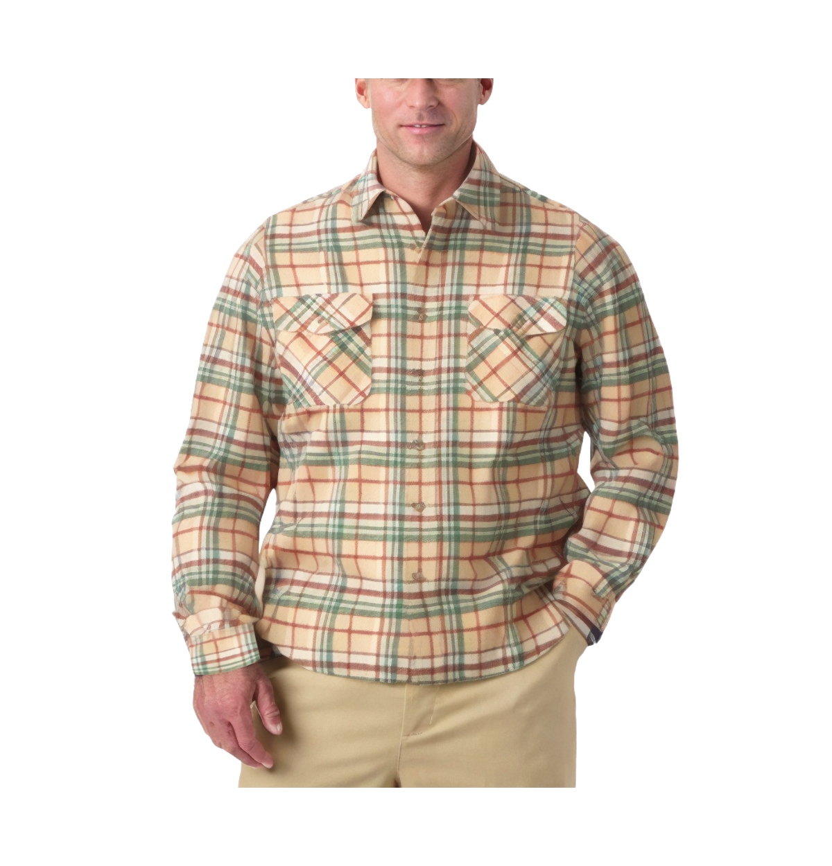 Click here for KingSize Mens Big & Tall The Brawny Flannel - Khak... prices