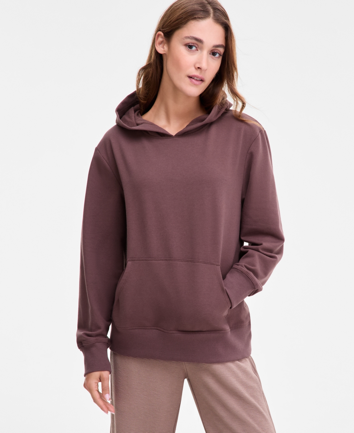 Id Ideology Womens Kangaroo-Pocket Fleece Hoodie  Created for Macys - Brownie
