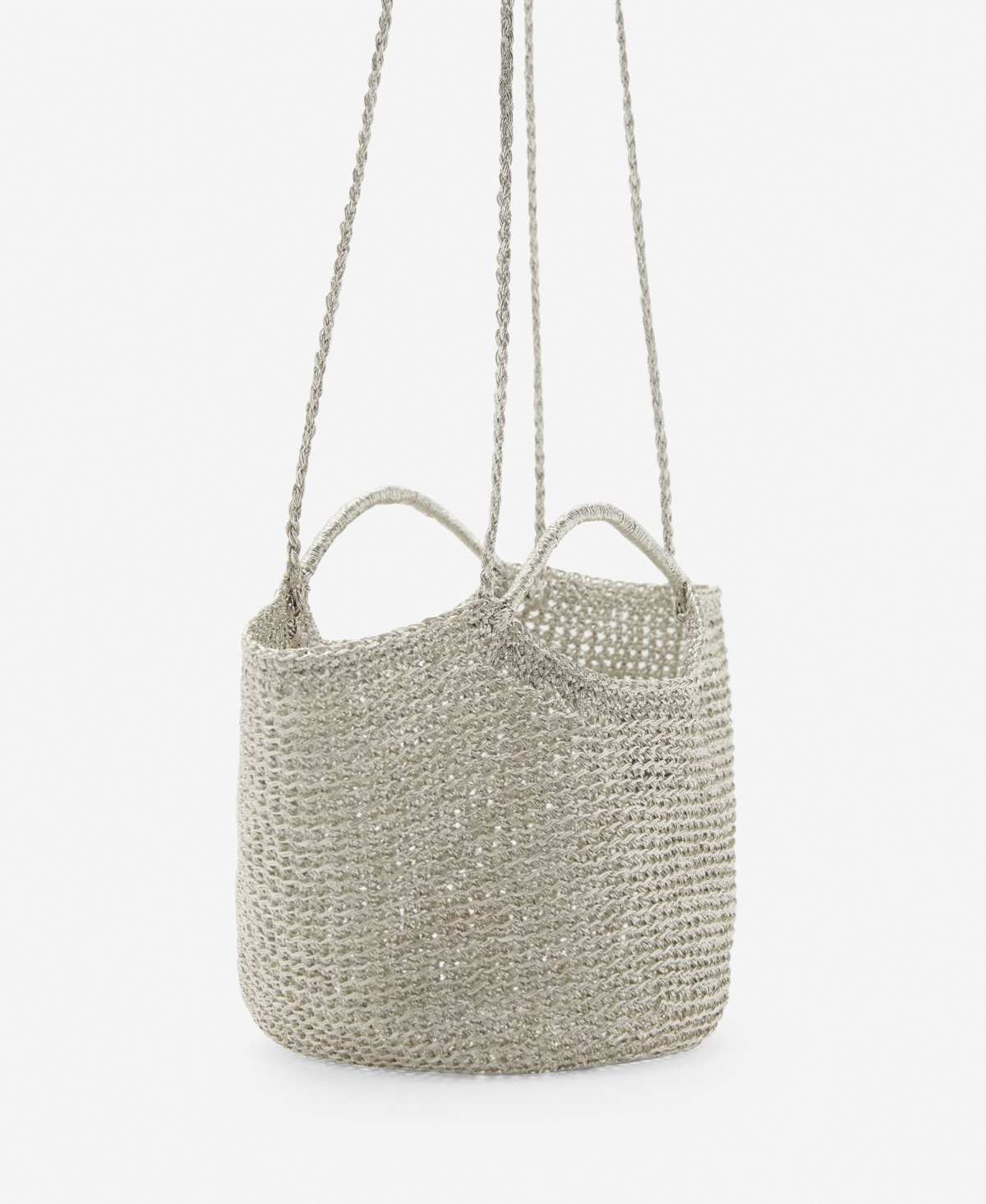 Click here for Mango Womens Mini Woven Crossbody Bag - Silver prices