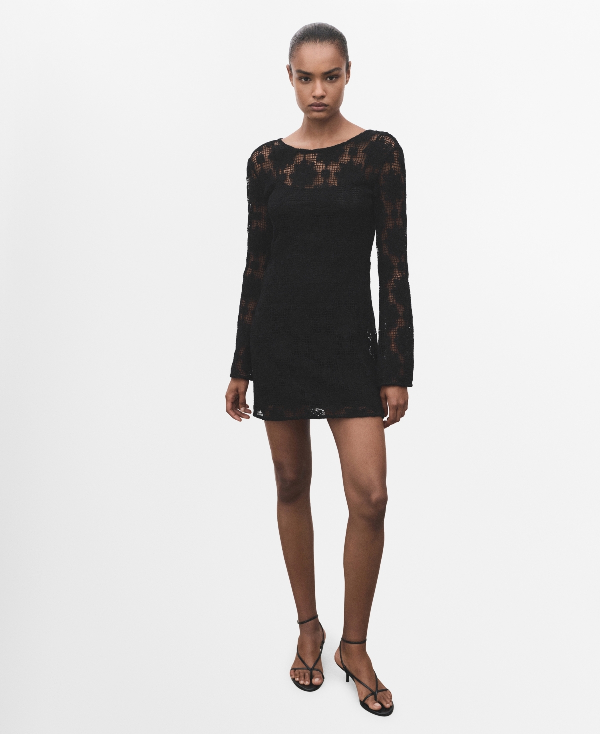 Click here for Mango Womens Crochet Short Dress - Black prices