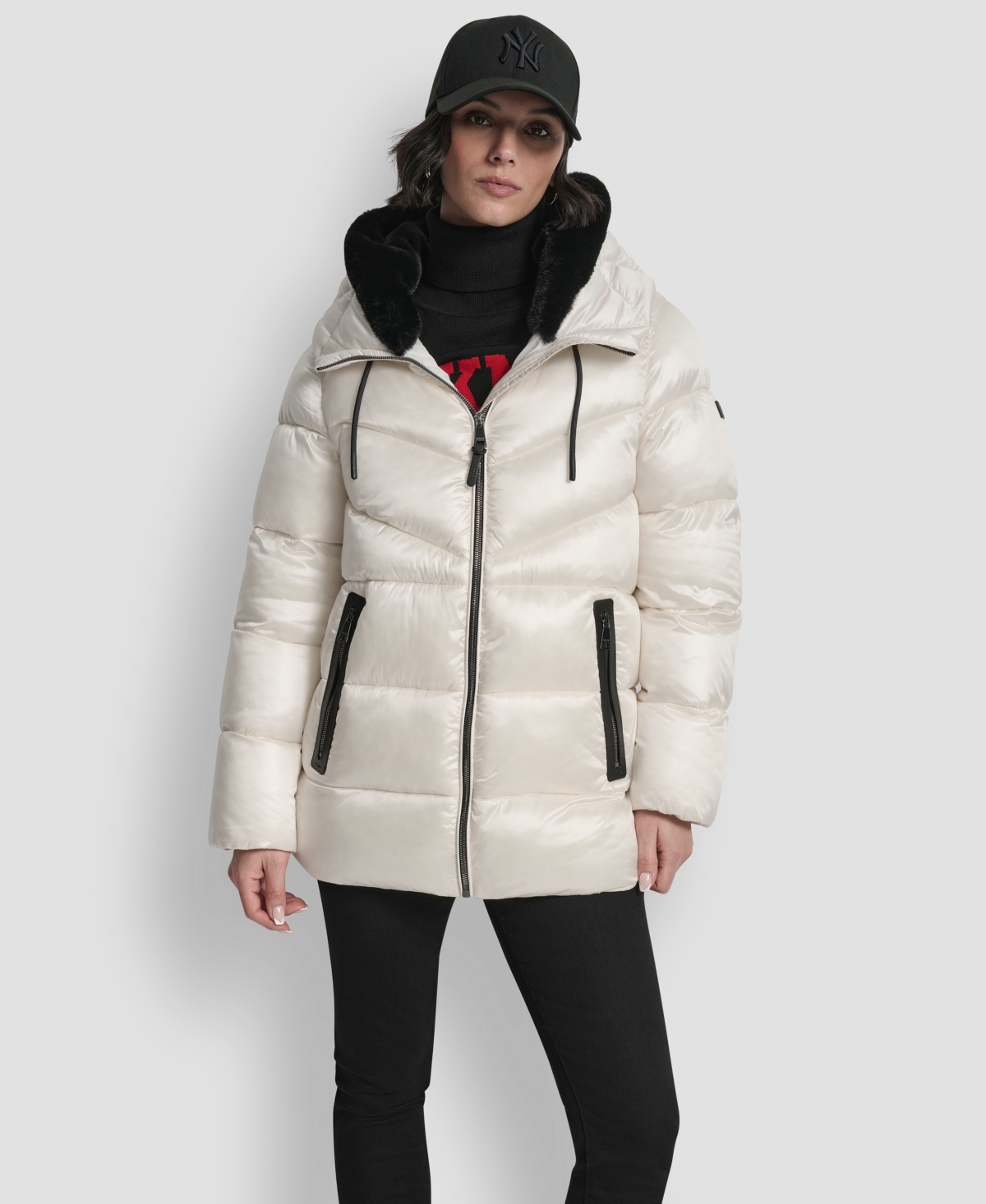 Click here for Dkny Womens Shine Hooded Puffer Coat - Pearl prices