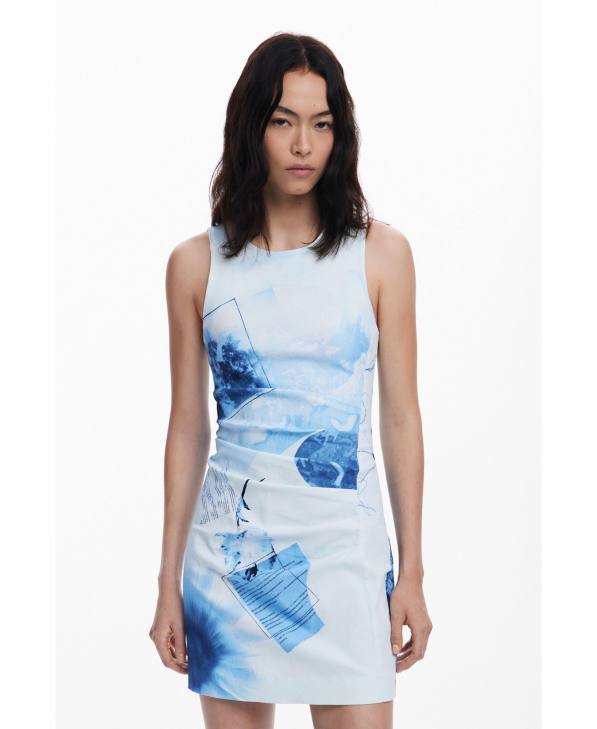 Click here for Desigual Womens Collage short dress - Light blue prices