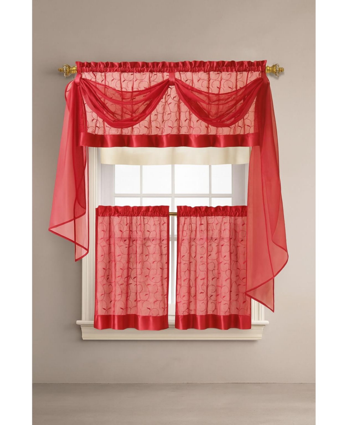 Click here for Kate Aurora Living Complete 4 Piece Linen Leaf Emb... prices