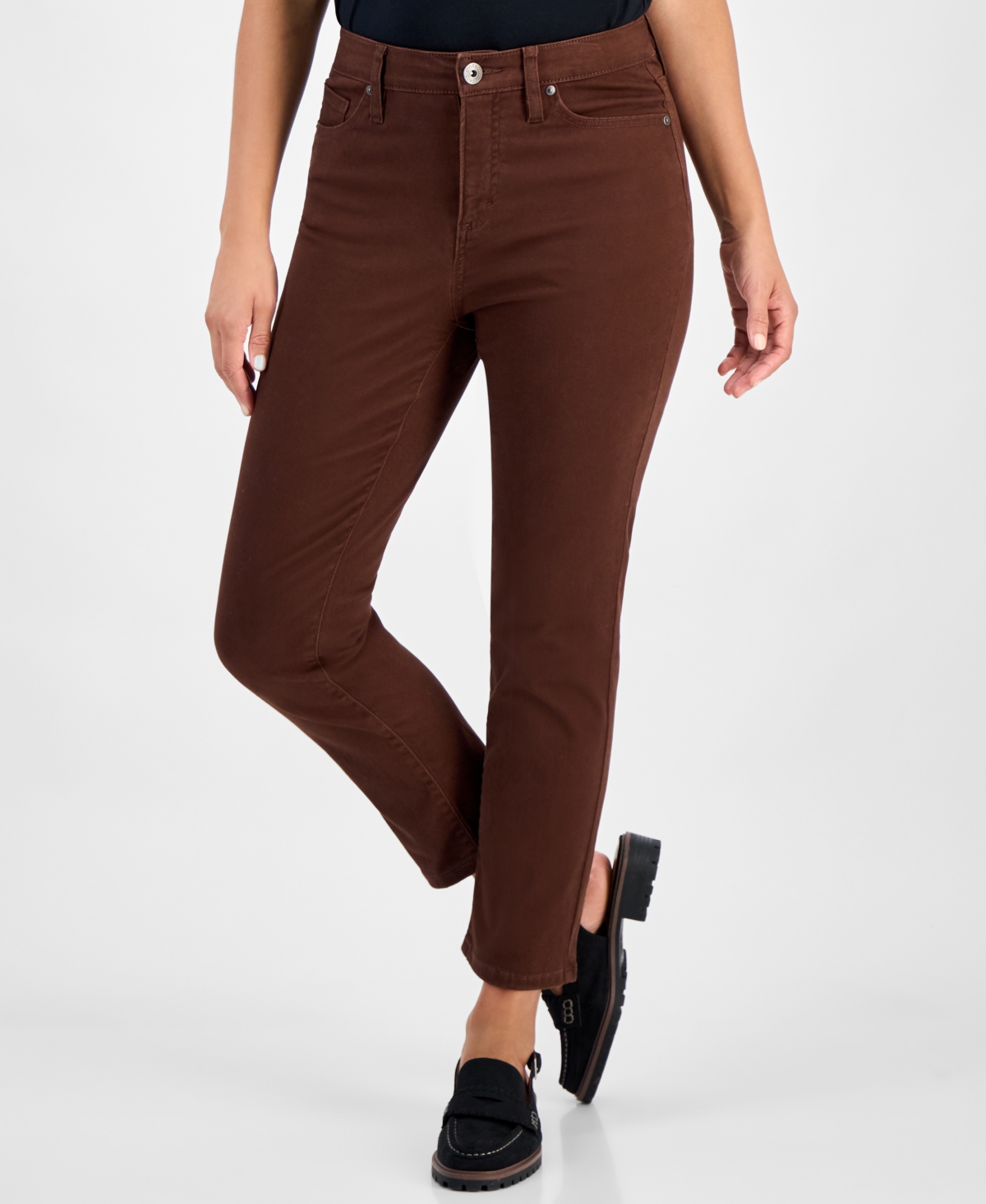 Style & Co Petite High Rise Natural Straight-Leg Jeans  Created for Macys - Grand Brown