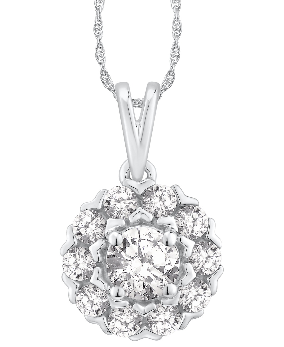 Click here for Macys Diamond Halo Adjustable 18 Pendant Necklace... prices