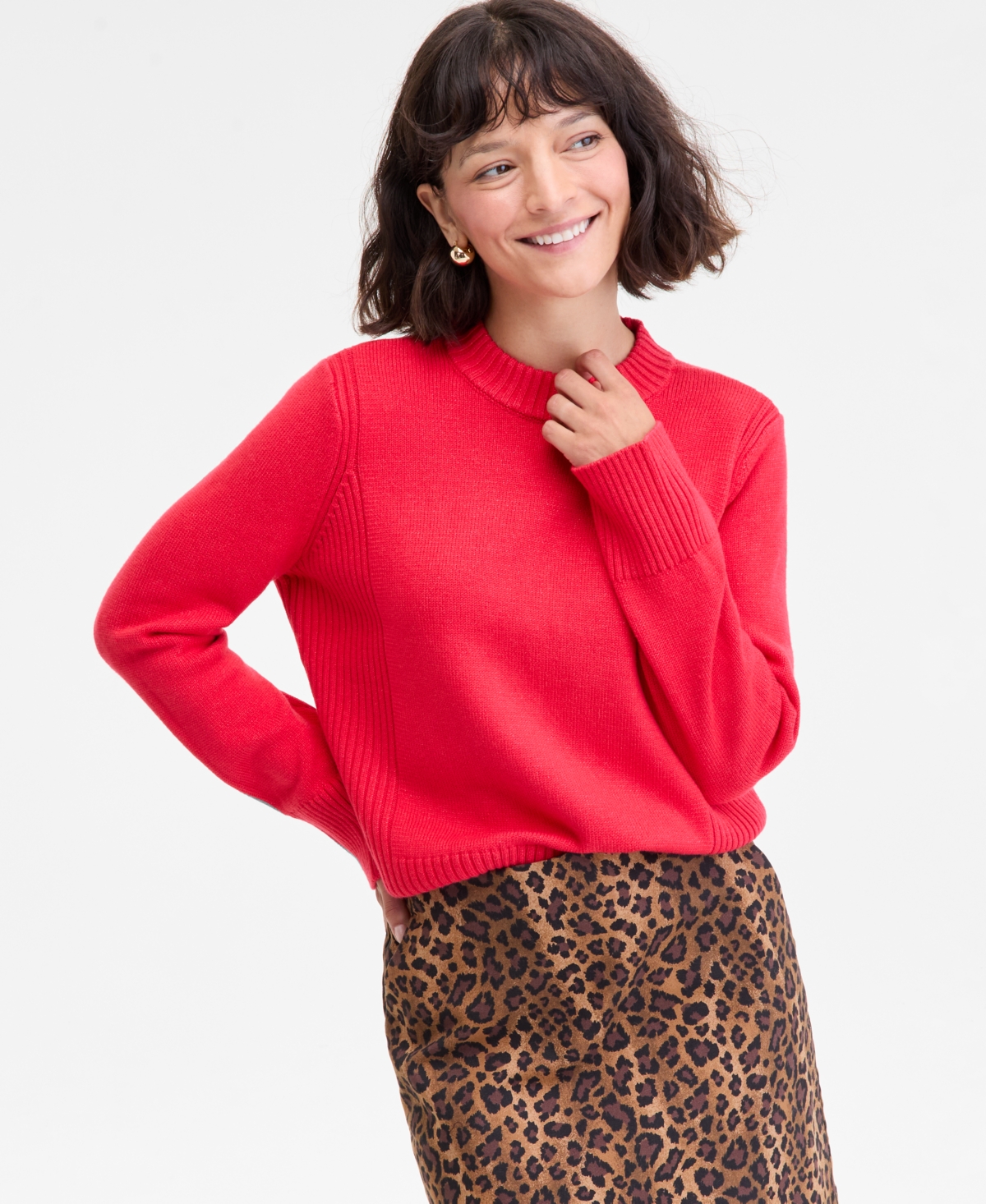Click here for On 34th Womens Striped High-Neck Sweater  Macys Ex... prices