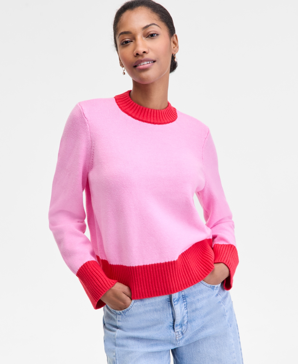 Click here for On 34th Womens Striped High-Neck Sweater  Macys Ex... prices