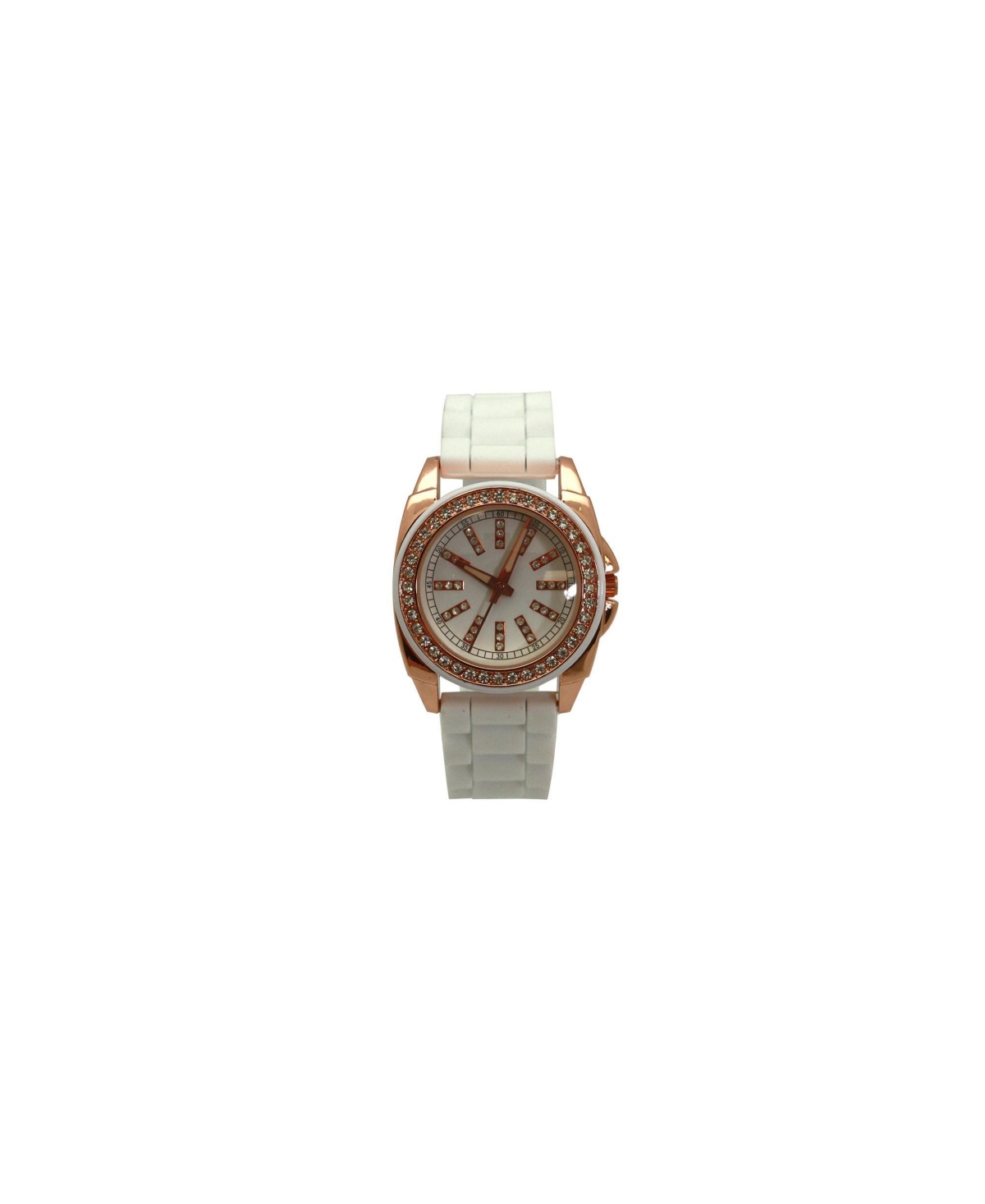 Click here for Olivia Pratt White Bright Silicone Band with Rhine... prices