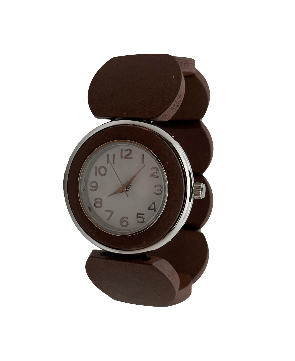 Click here for Olivia Pratt Brown Silver Stretch Wooden Watch - B... prices