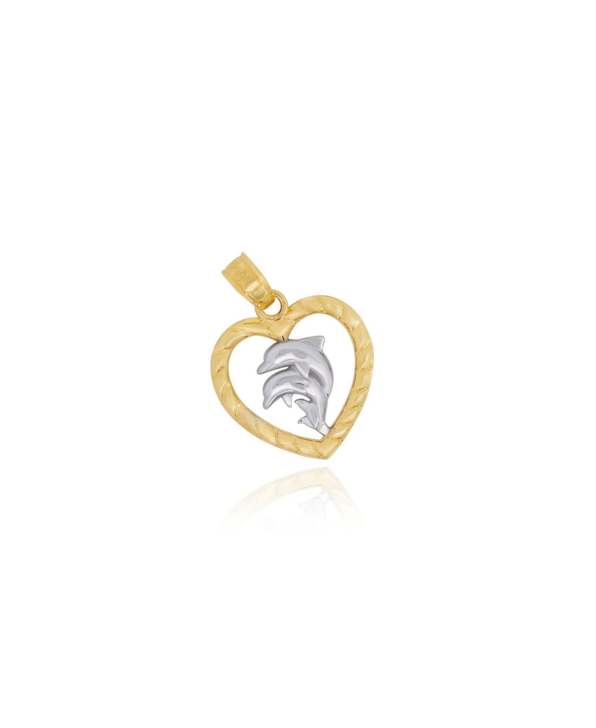 Click here for The Lovery Gold Double Dolphin Heart Charm 14K Gol... prices
