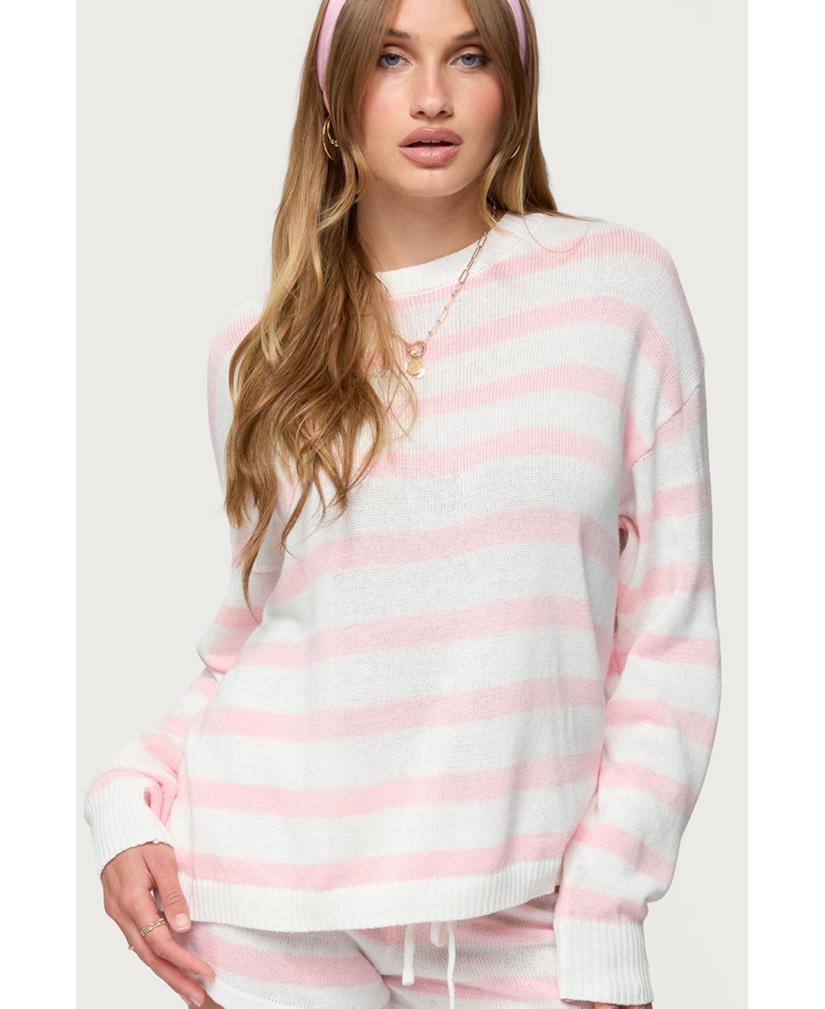 Click here for Edikted Womens Amaris Oversized Striped Knit Sweat... prices