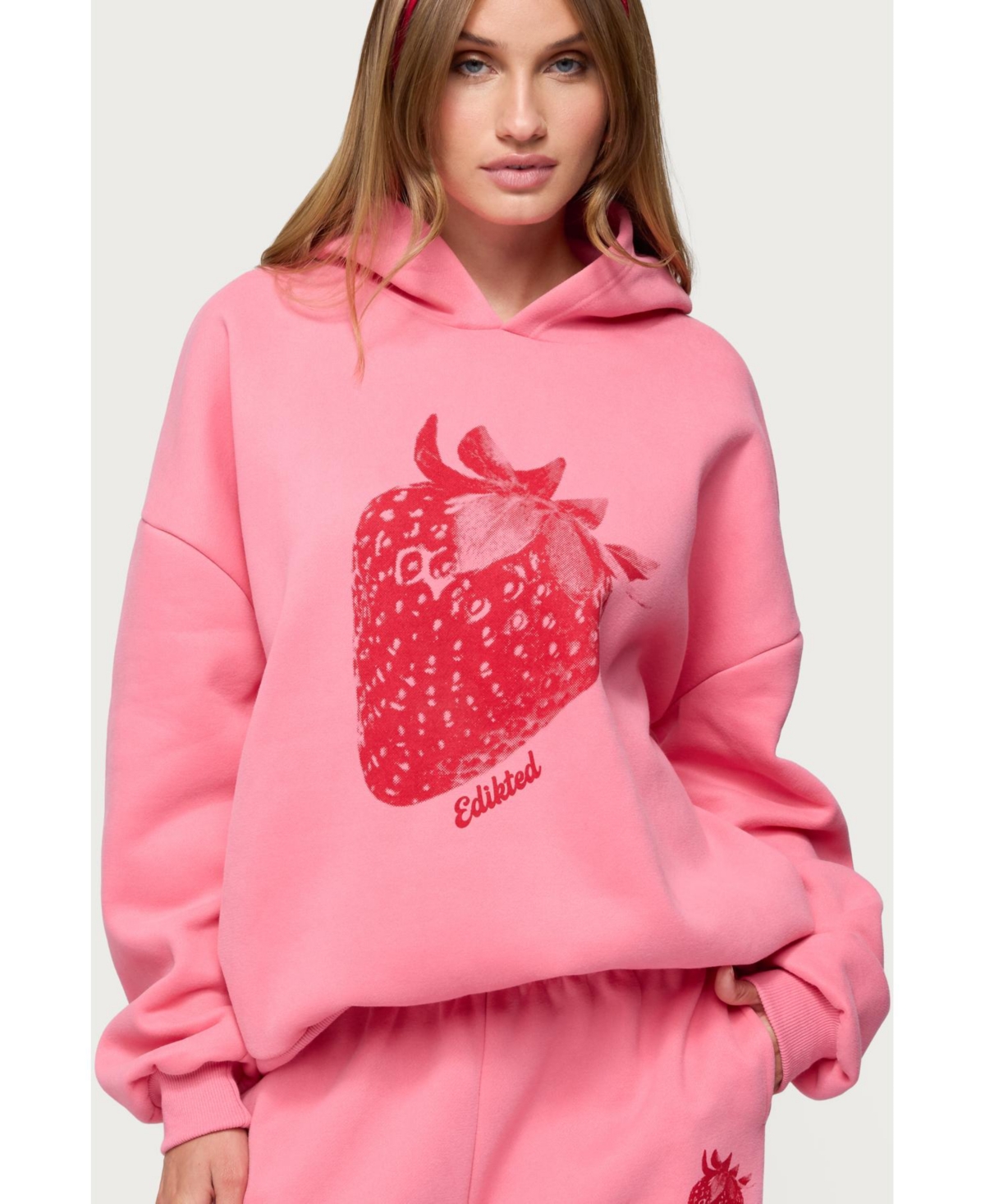 Click here for Edikted Womens Strawberry Babe Hoodie - Pink prices