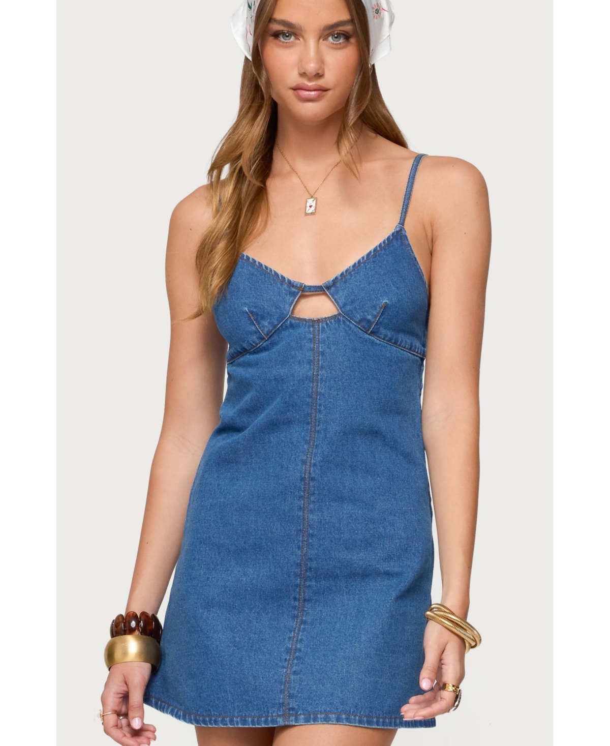 Click here for Edikted Womens Maleeka Cut Out Denim Mini Dress -... prices