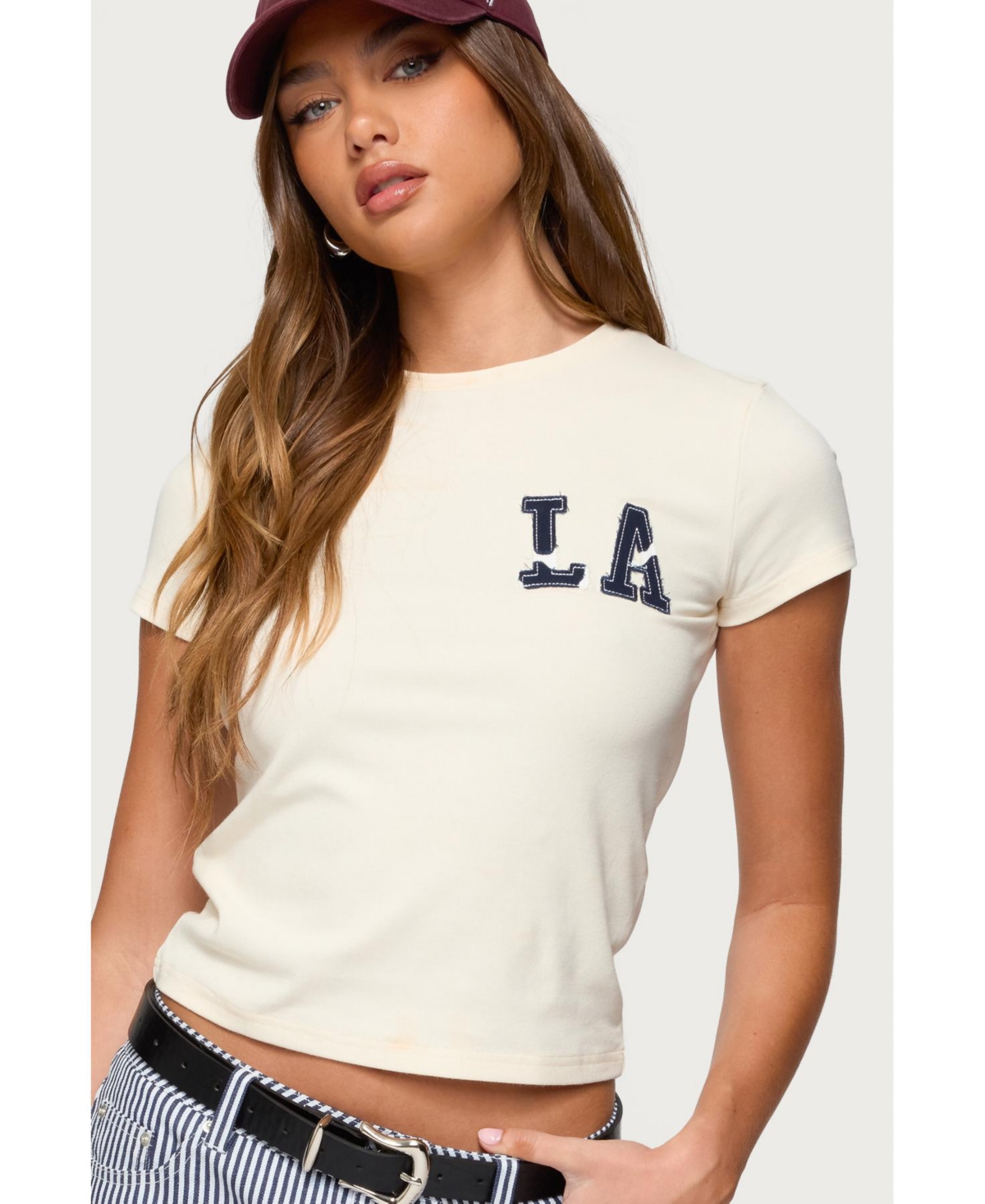 Click here for Edikted Womens Cali Babe T Shirt - Cream prices