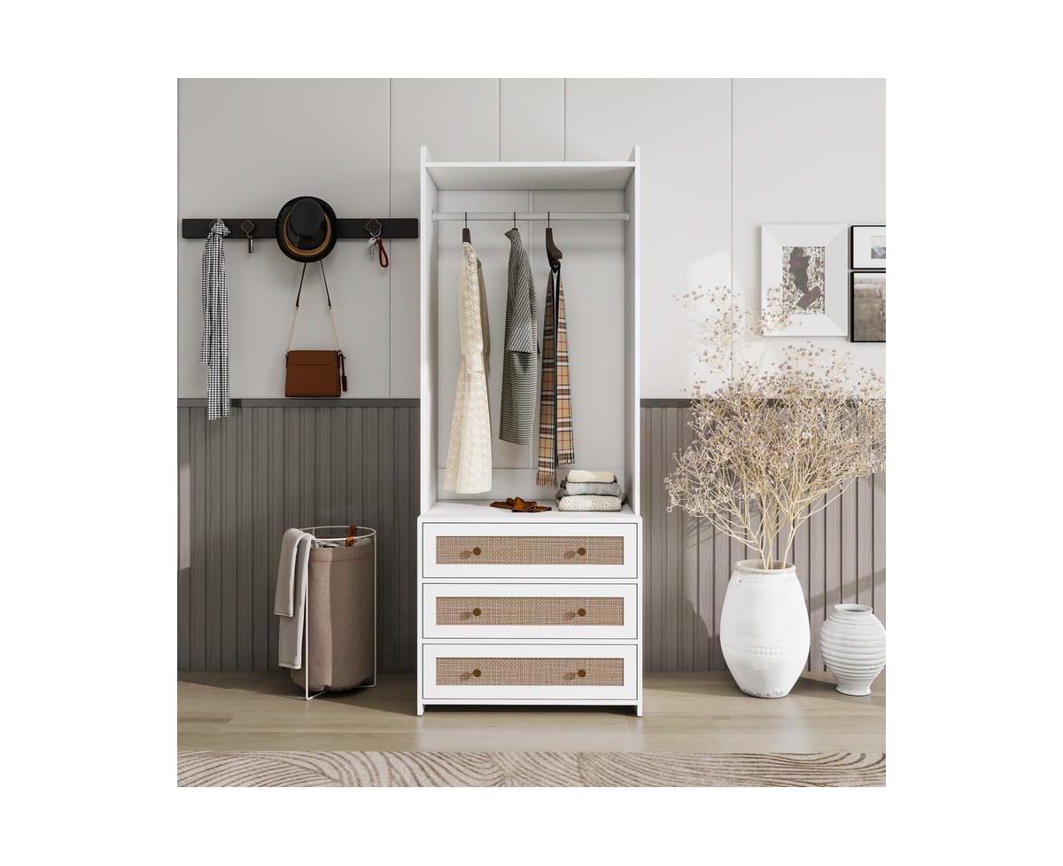 Click here for Casainc Tall Cabinet with 3 Drawers Rattan High Wa... prices