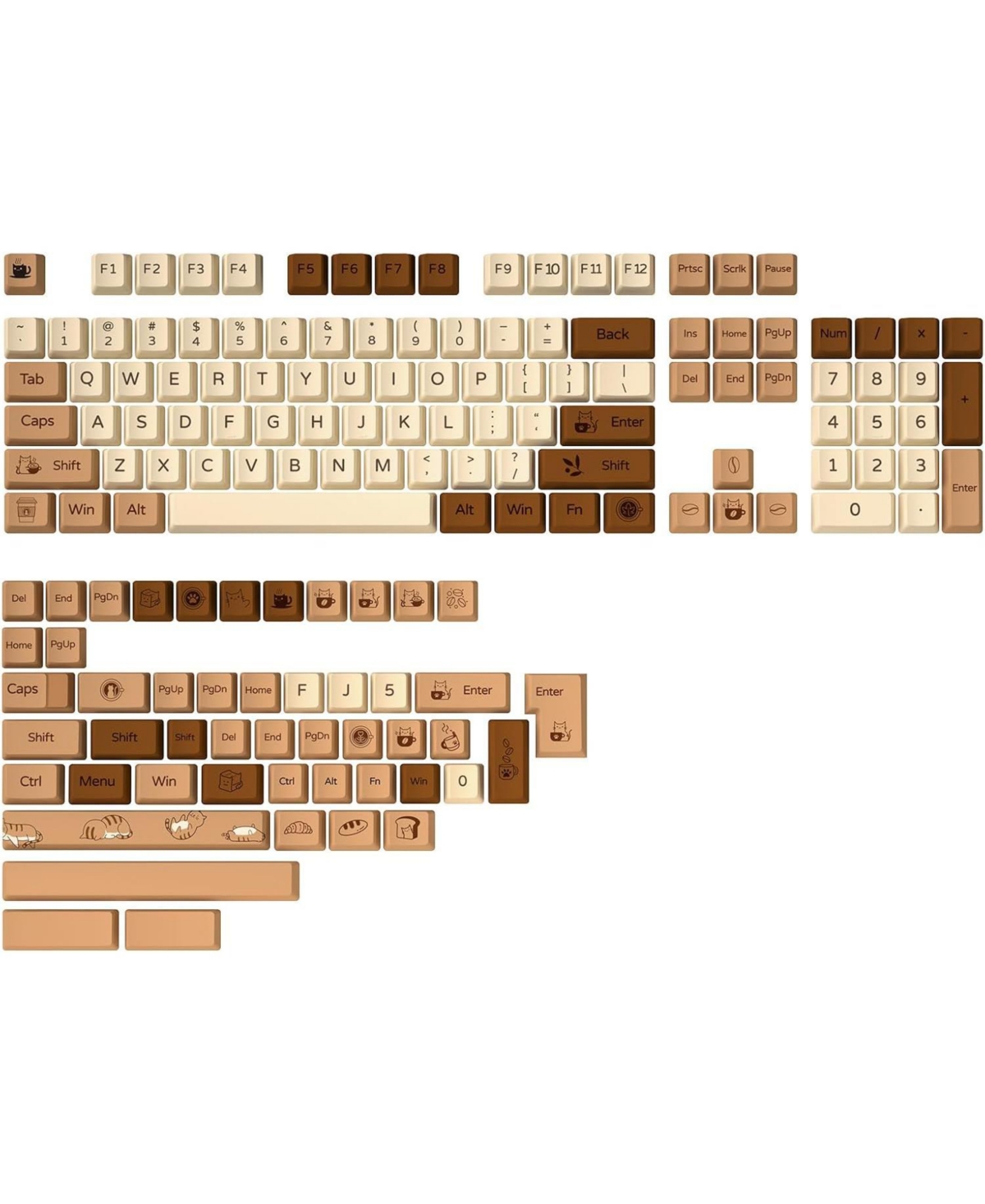 Click here for Yunzii Coffee Cat Dye Sub Pbt Keycaps 152 Full Key... prices