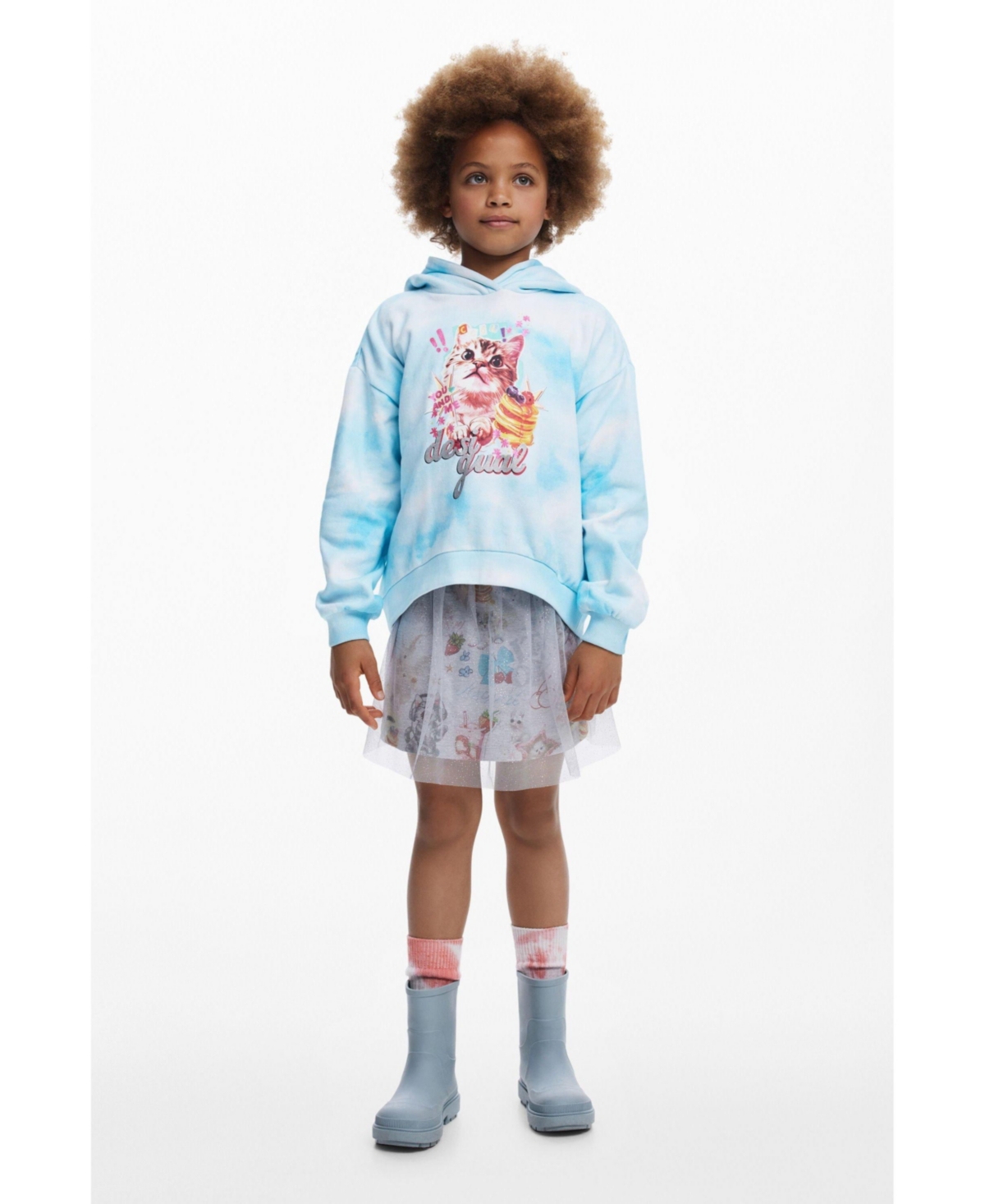 Click here for Desigual Girlss Cat clouds sweatshirt - Blue prices