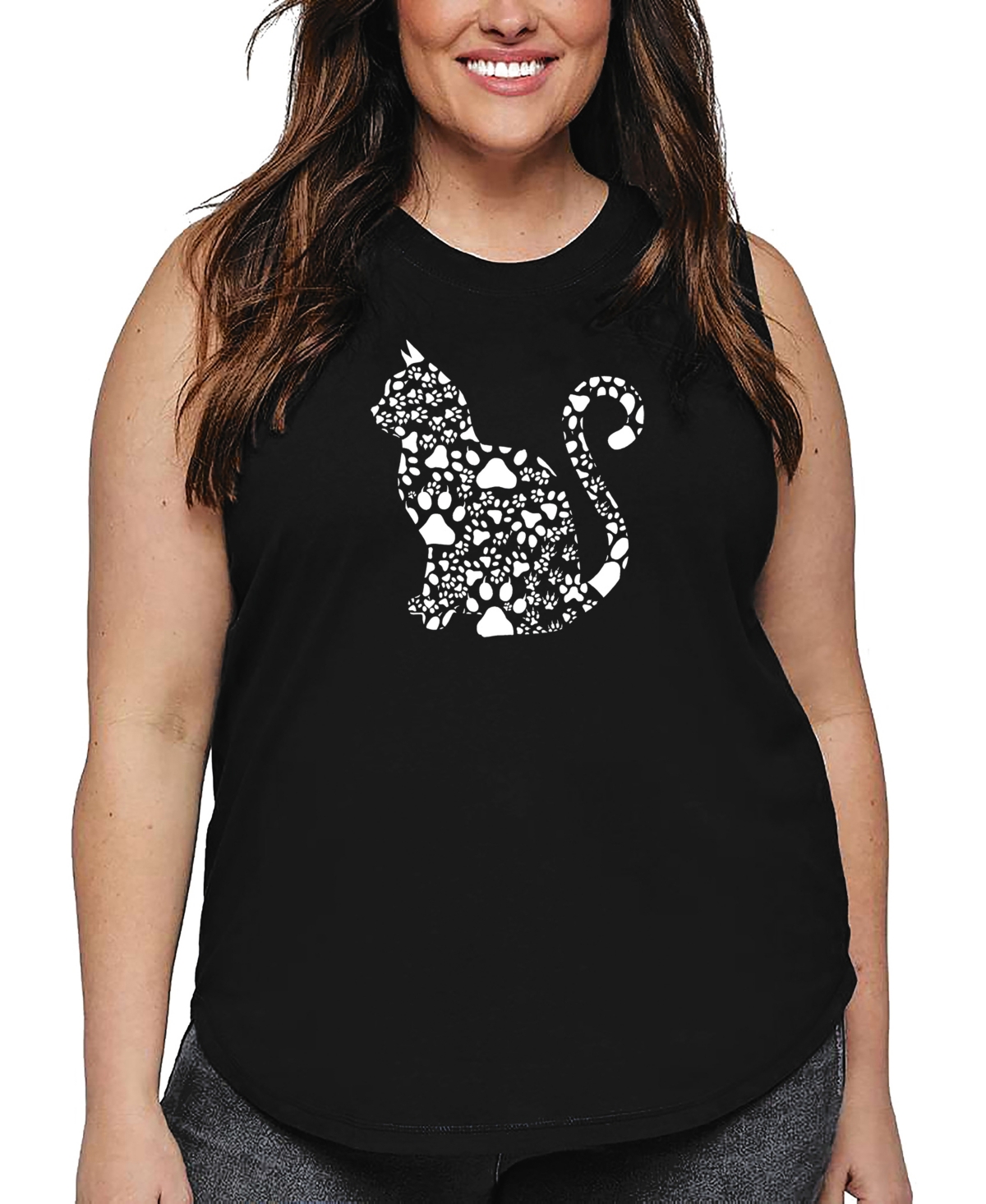 Click here for La Pop Art Plus Size Cat Claws Word Art Tank Top -... prices