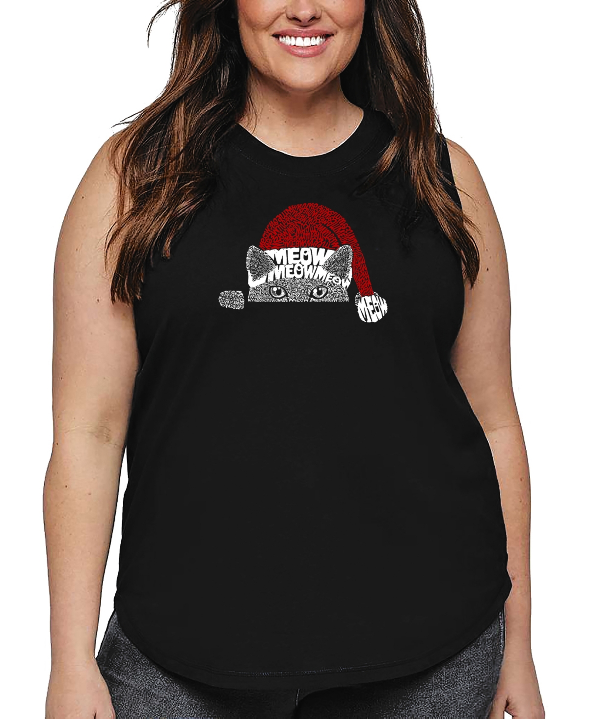 Click here for La Pop Art Plus Size Christmas Peeking Cat Word Ar... prices