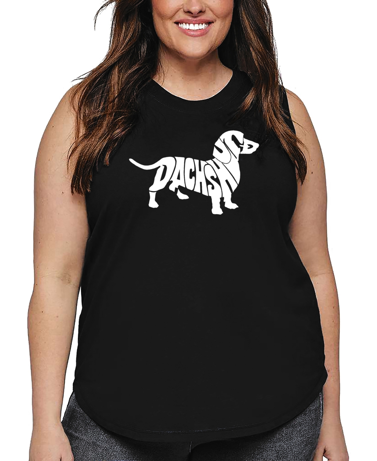 Click here for La Pop Art Plus Size Dachshund Word Art Tank Top -... prices