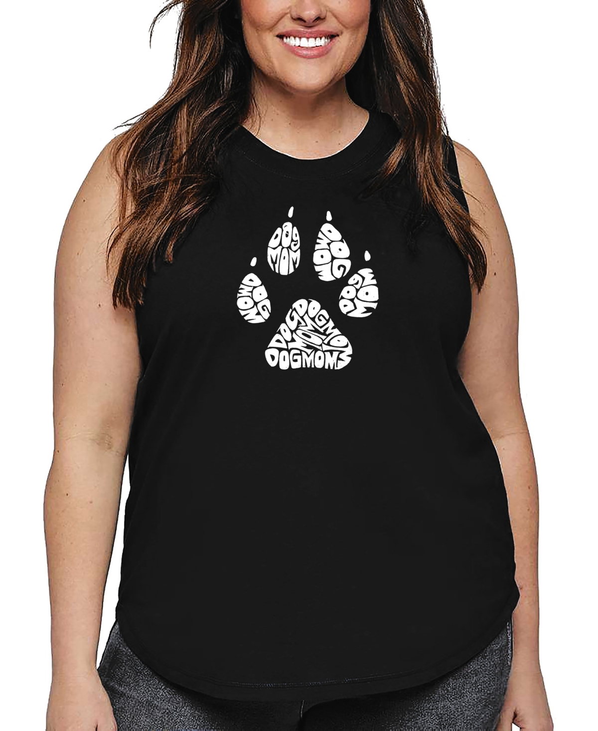 Click here for La Pop Art Plus Size Dog Mom Word Art Tank Top - B... prices