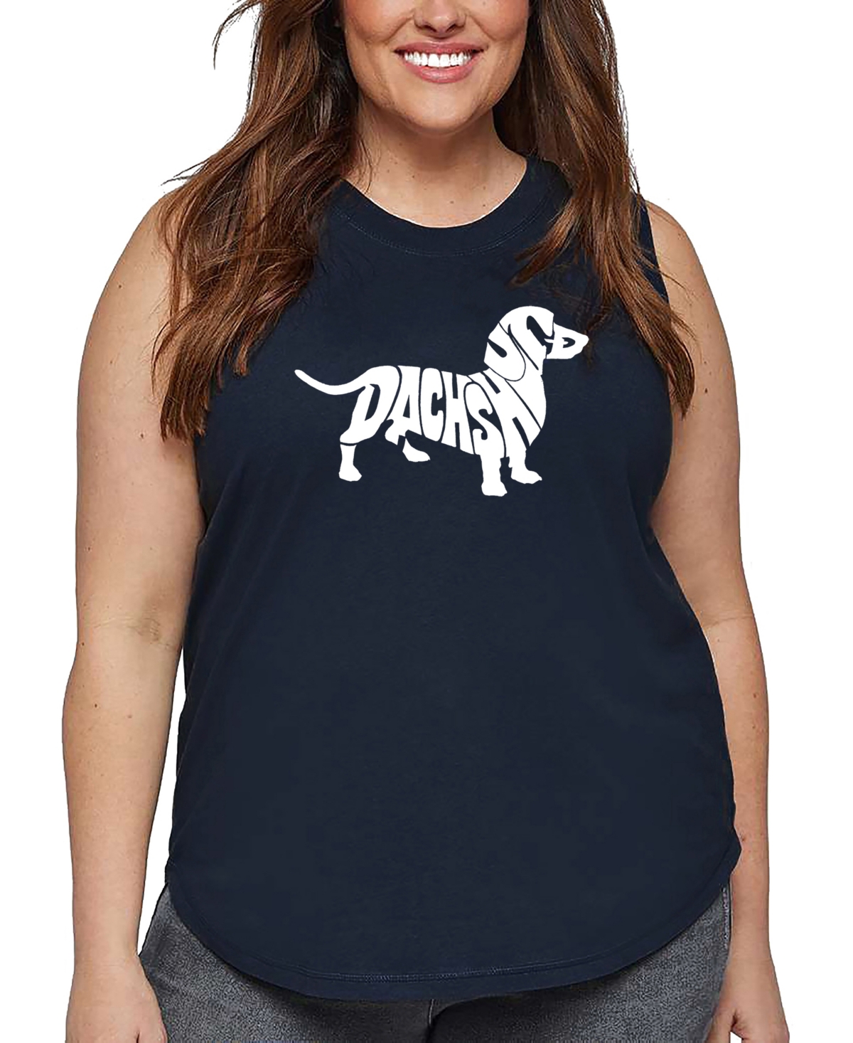 Click here for La Pop Art Plus Size Dachshund Word Art Tank Top -... prices