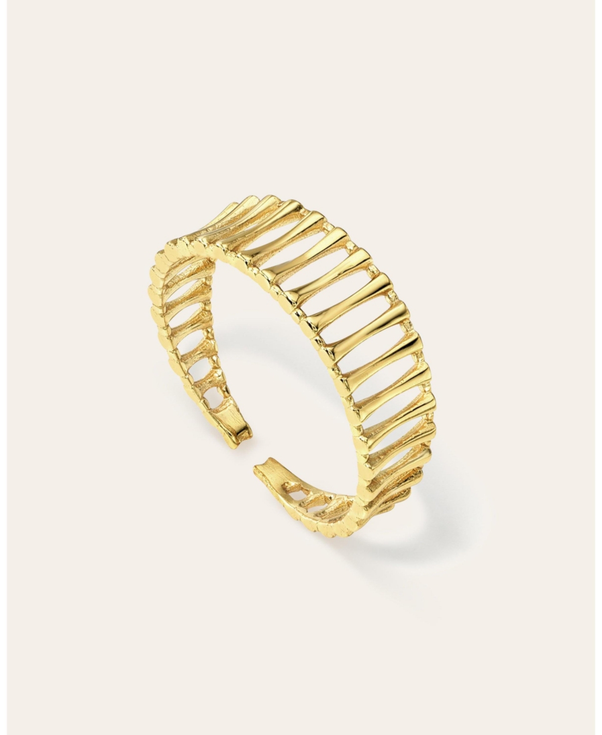 Click here for Zoe Lev Open Ribbed Dome Ring - Yellow gold vermei... prices