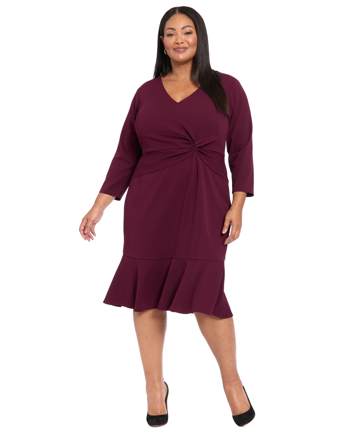Click here for London Times Plus Size Side-Knot 3/4-Sleeve Dress... prices