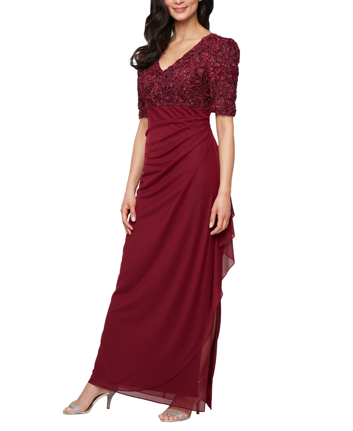 Click here for Alex Evenings Petite Empire Waist Dress - Wine prices