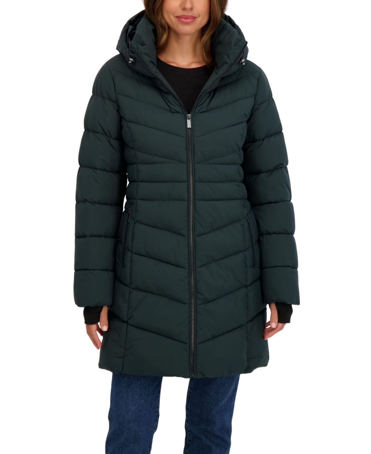 Click here for Sebby Collection Womens 3/4 Hooded Stretch Puffer... prices