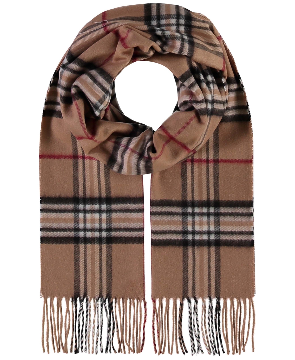 Click here for V. Fraas Mens Classic Plaid Cashmink Scarf - Camel prices