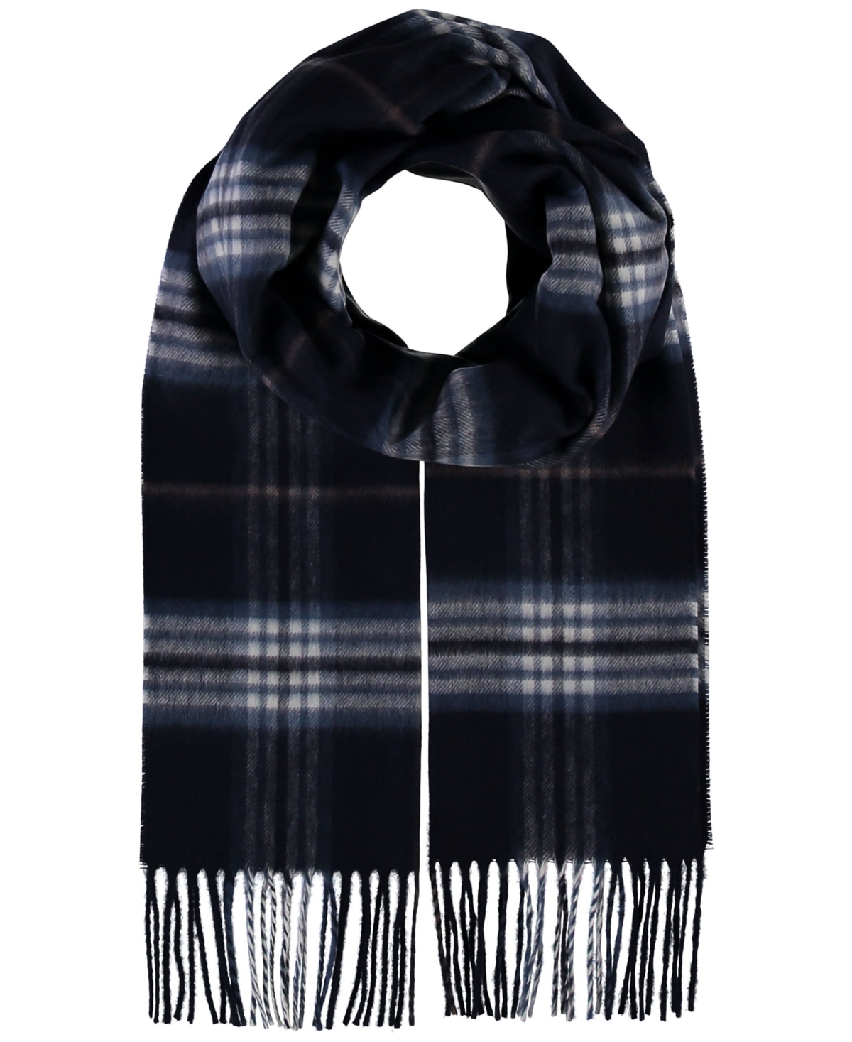 Click here for V. Fraas Mens Classic Plaid Cashmink Scarf - Navy prices