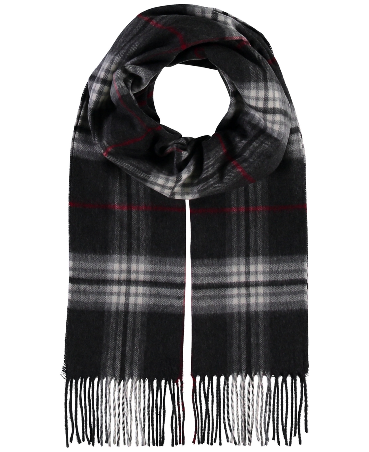 Click here for V. Fraas Mens Classic Plaid Cashmink Scarf - Charc... prices
