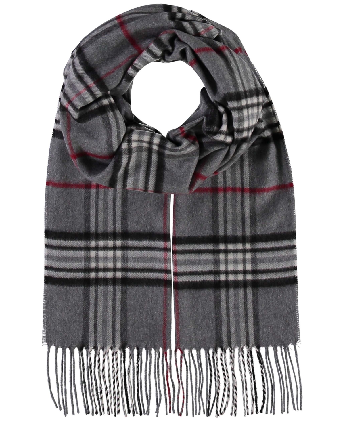 Click here for V. Fraas Mens Classic Plaid Cashmink Scarf - Gray prices