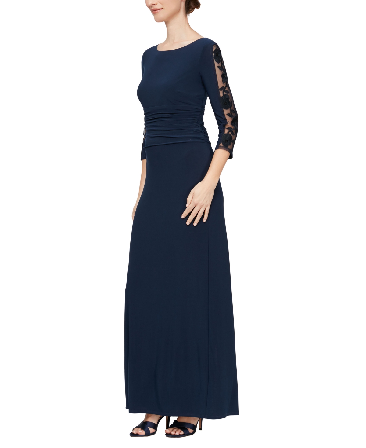 Click here for Sl Fashions Womens Crewneck Long Gown - Navy prices