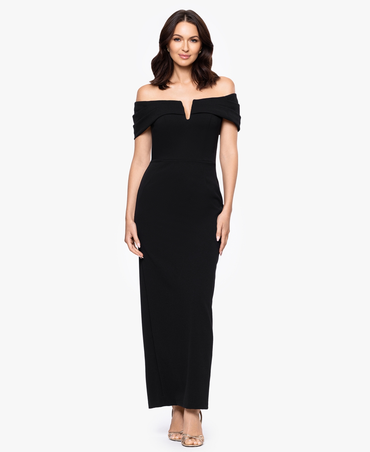 Click here for Betsy & Adam Womens Long Scuba Crepe Off-The-Shoul... prices