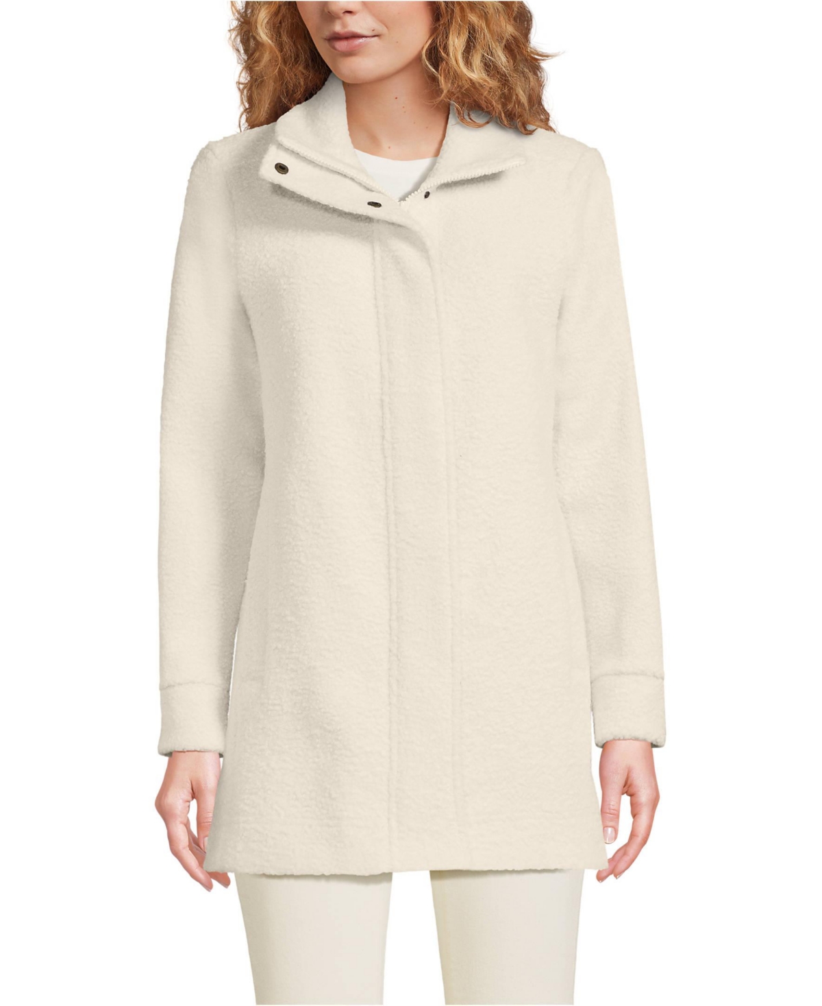 Click here for Lands End Womens Boucle Fleece Coat - Ivory latte prices