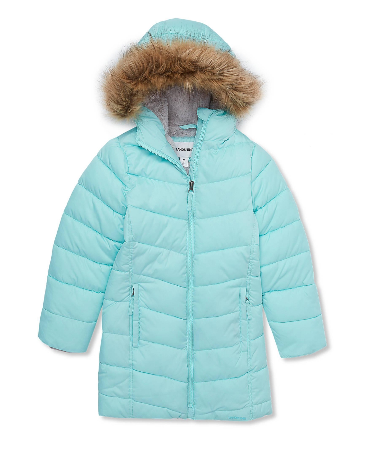 Click here for Lands End Girls Fleece Lined Parka - Aqua splash prices