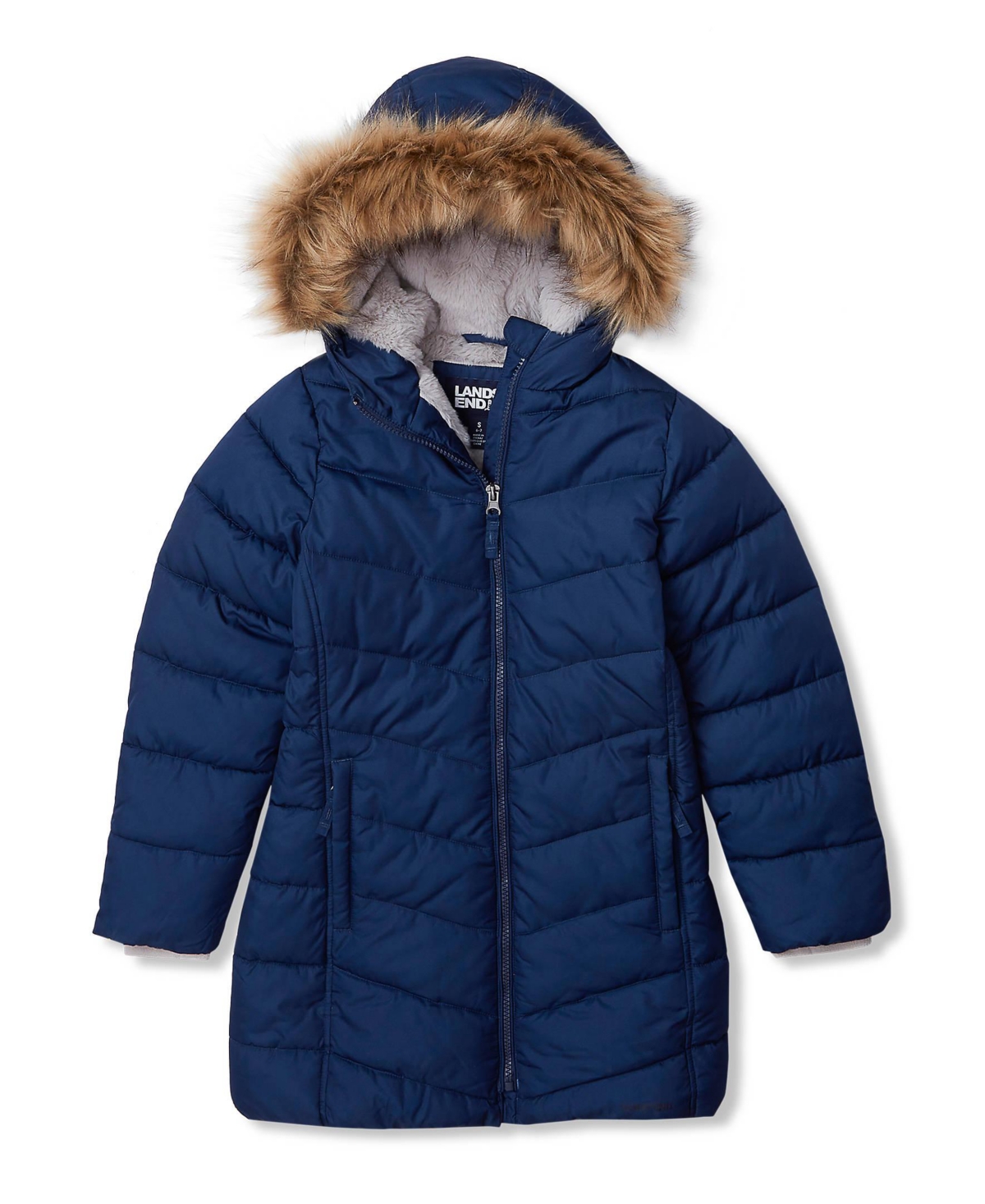 Click here for Lands End Girls Fleece Lined Parka - Navy prices