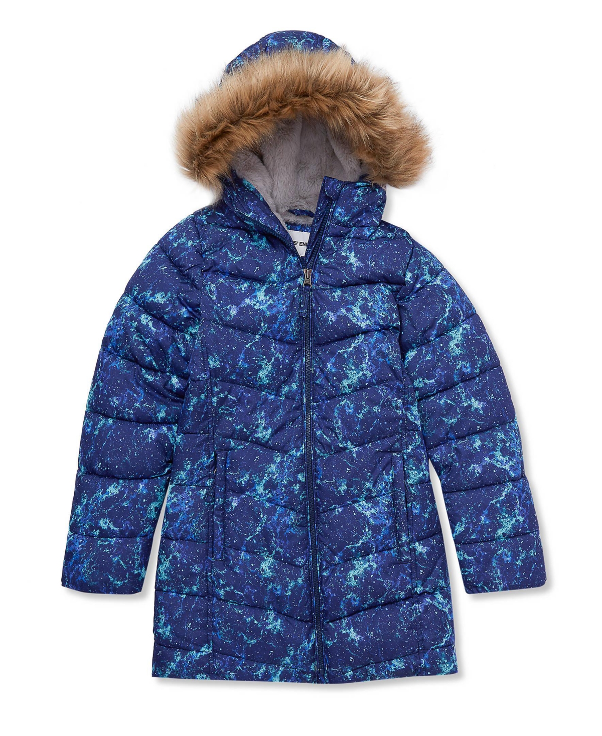 Click here for Lands End Girls Fleece Lined Parka - Blue night sp... prices
