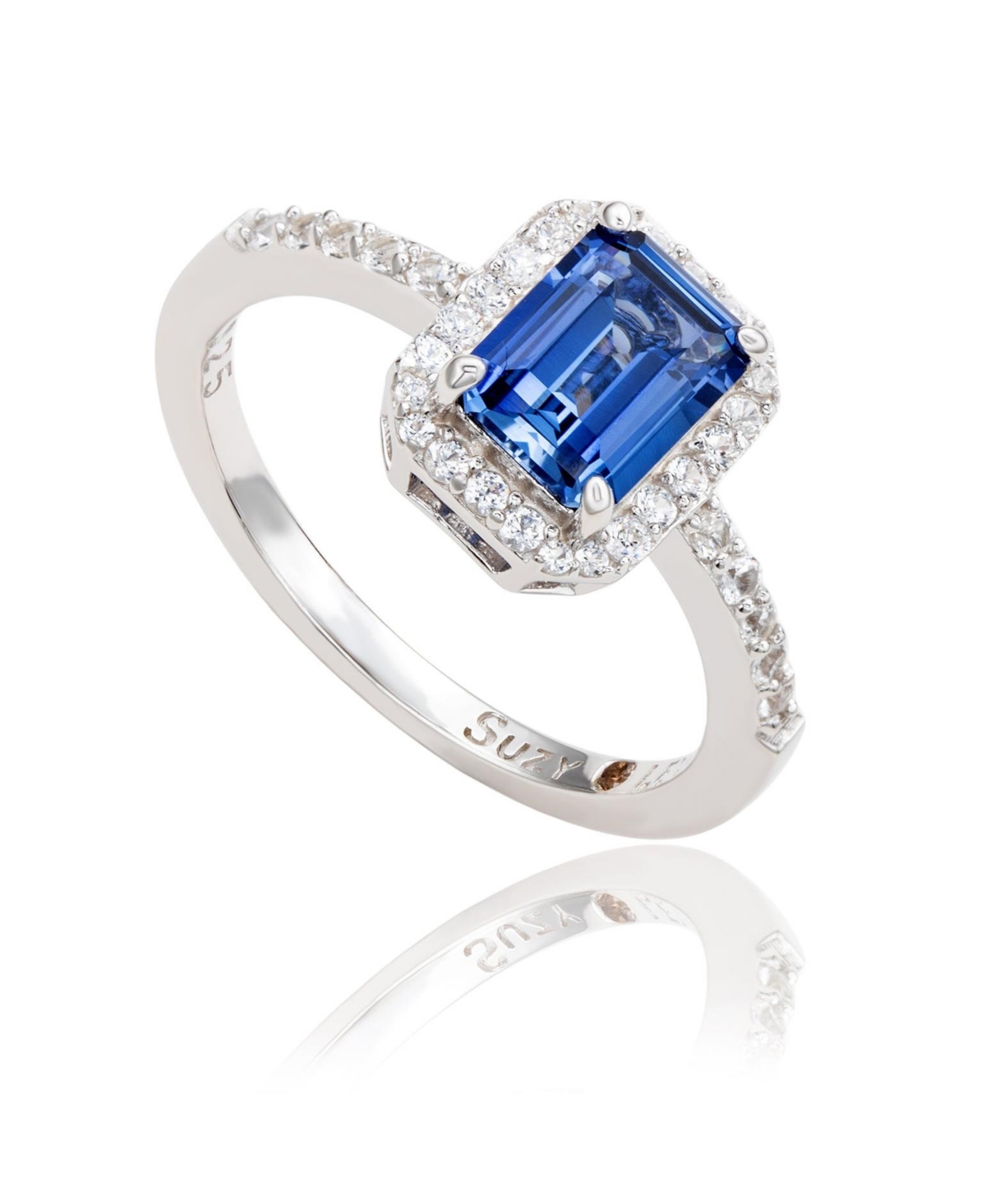 Click here for Suzy Levian Sterling Silver Emerald Cut Sapphire &... prices