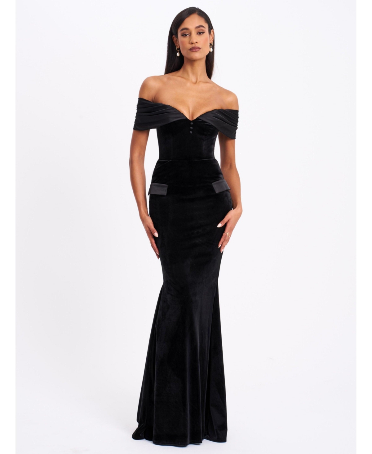 Click here for Miss Circle Women Qamra Black Velvet Off Shoulder... prices