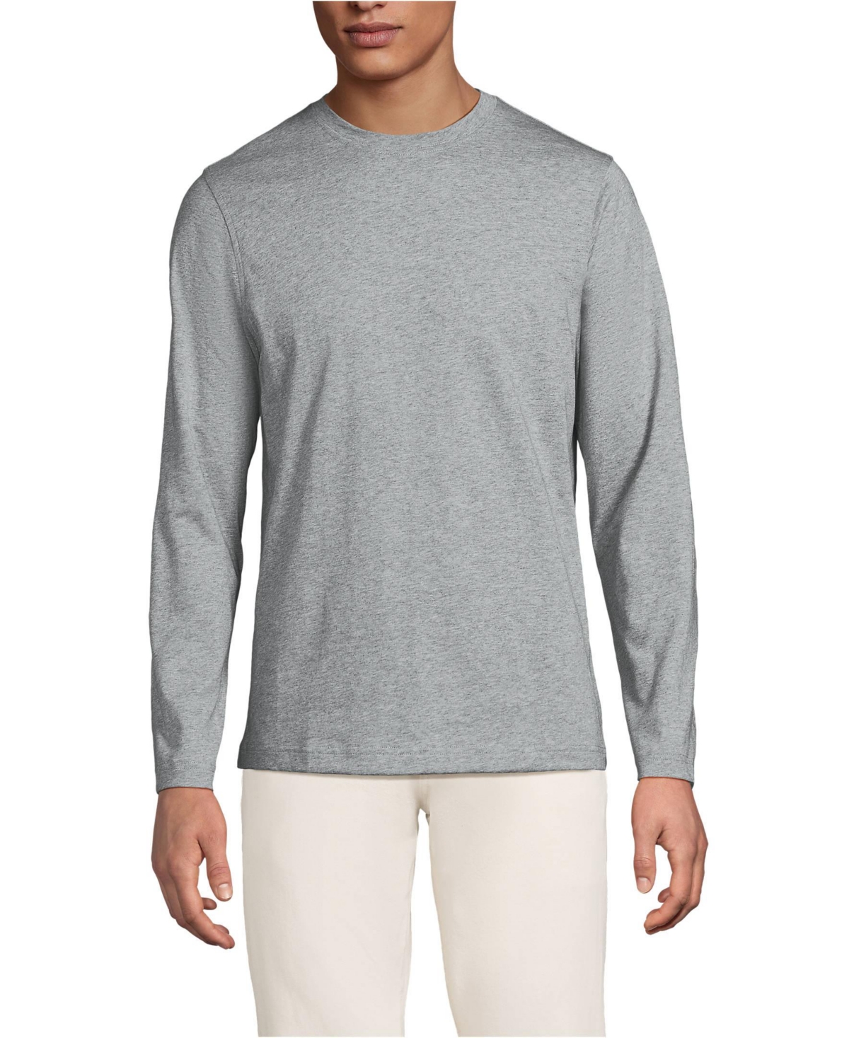 Click here for Lands End Mens Long Sleeve Cotton Supima Tee - Gra... prices