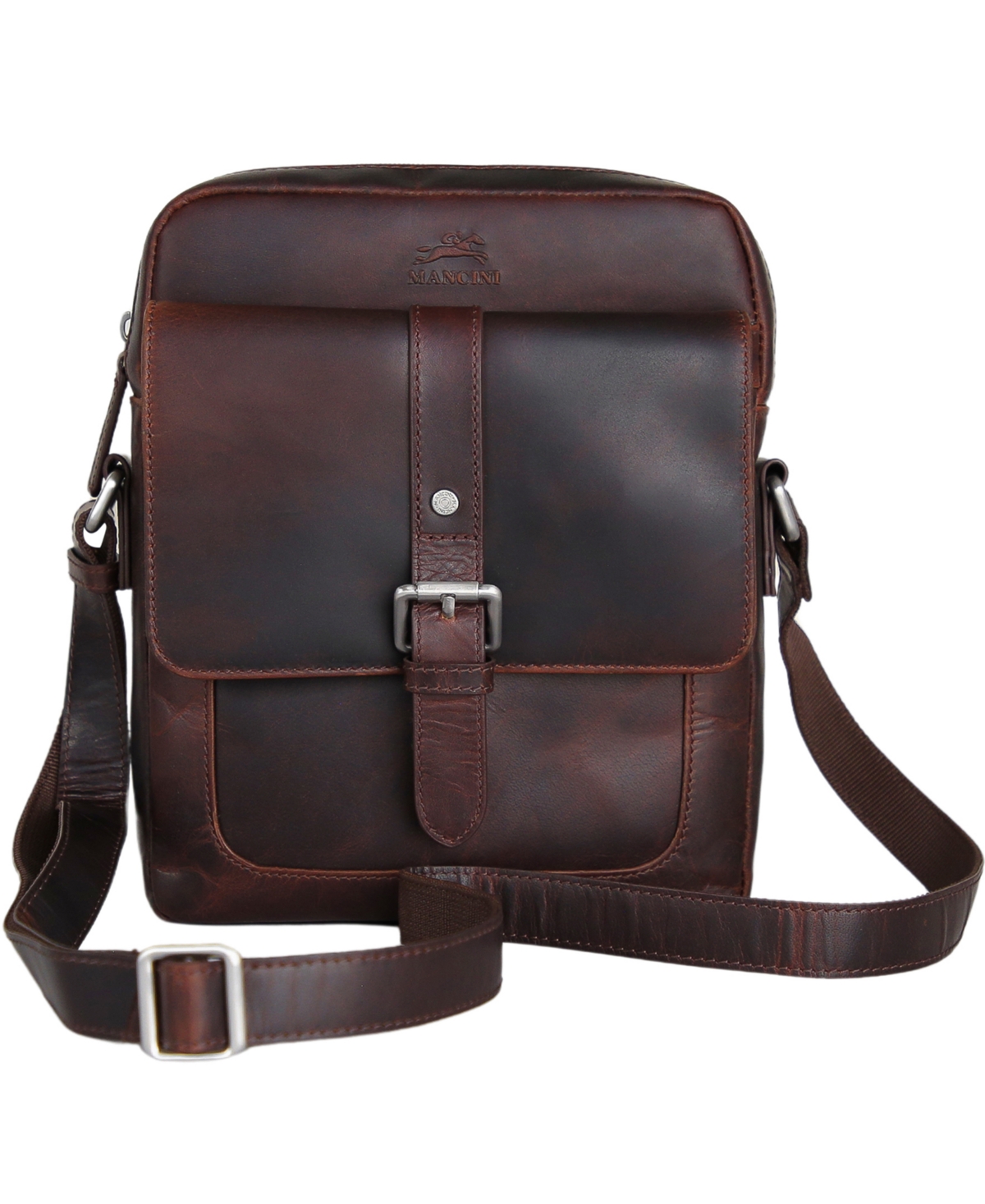 Click here for Mancini Mens Leather Crossbody Bag - Brown prices