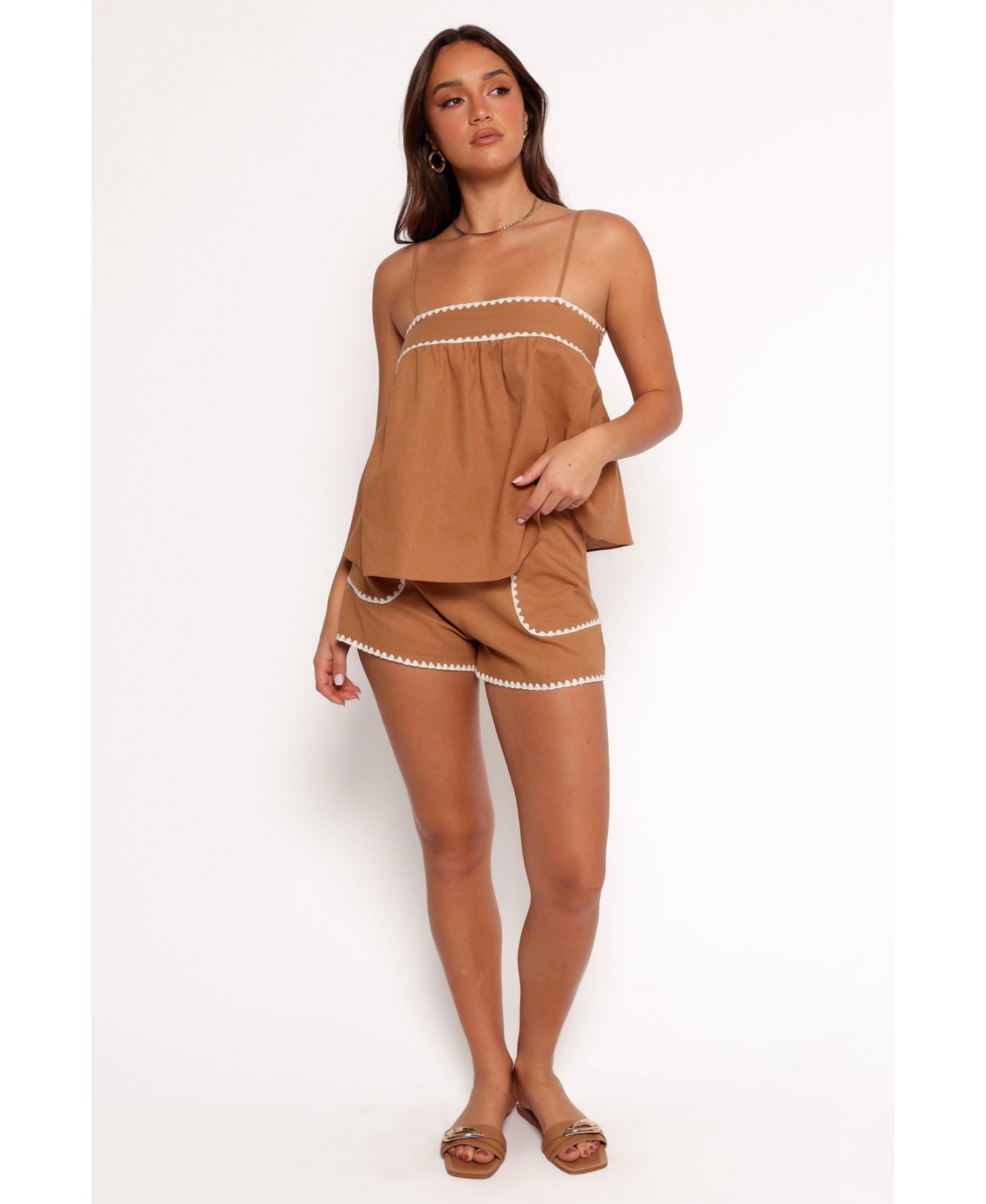 Click here for Petal and Pup Womens Lila Short Set - Tan white prices